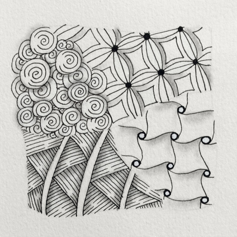 Zentangle tile by Nancy Domnauer CZT-cream - University Art